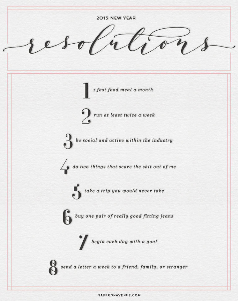 2015 New Year Resolutions - Saffron Avenue
