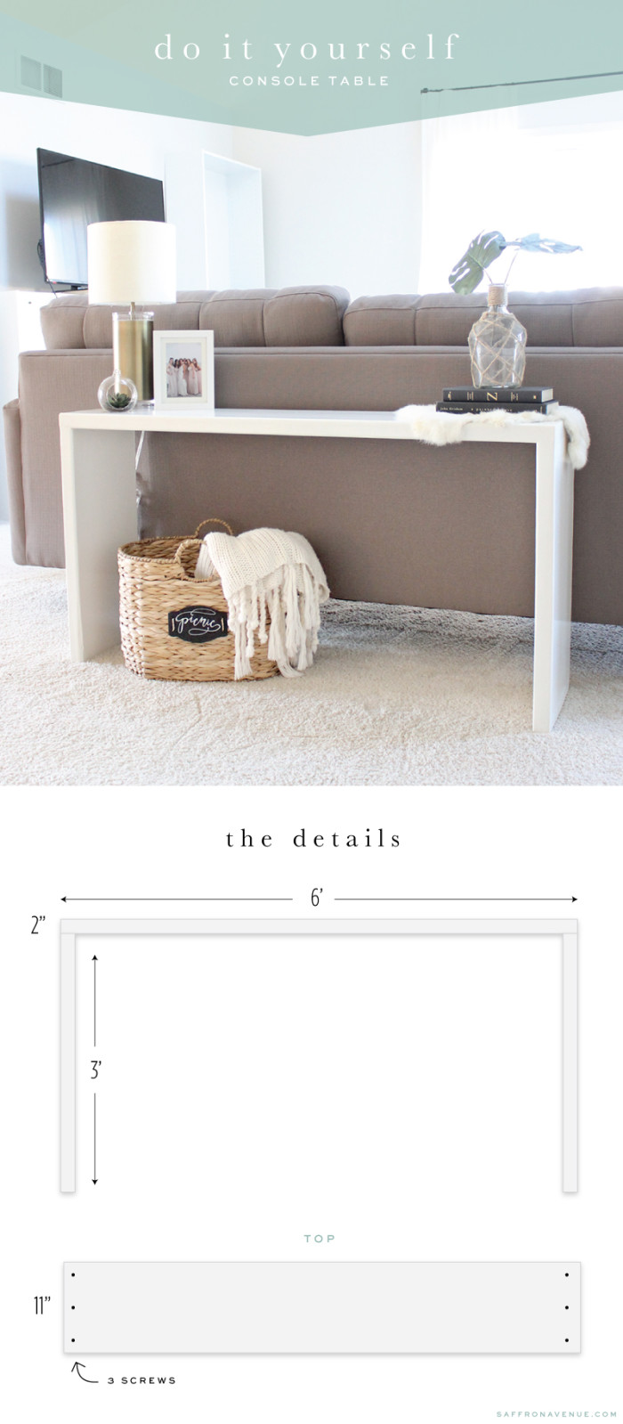 DIY Wood Console Table - Saffron Avenue